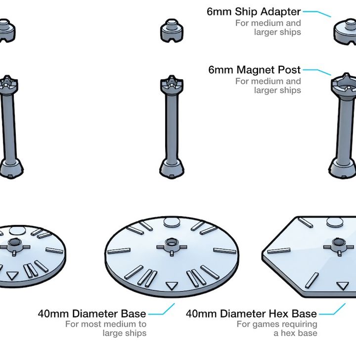 3D Printable M2 Base System - Modular Flight Stands for Tabletop Combat by Martian Models